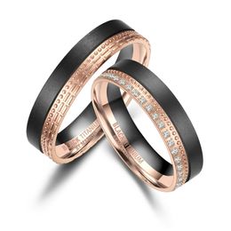 Partnerring MARRYA "BLACK TITANIUM by MARRYA" Fingerringe Gr. 48, Titan, rosegold (herren ring, schwarz, rosé gold) Damen