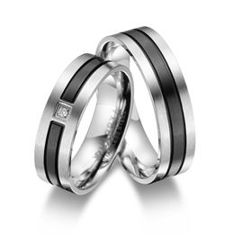 Trauring MARRYA "MARRYA Edelstahl Ringe Trauringe Eheringe Partnerringe" Fingerringe Gr. 48, Edelstahl, schwarz (damen ring, silber, schwarz) Damen