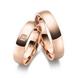 Trauring MARRYA "MARRYA Edelstahl Ringe Trauringe Eheringe Partnerringe" Fingerringe Gr. 48, Edelstahl, rosegold (damen ring, rosé) Damen