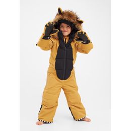 Schneeoverall WeeDo "LIODO" Gr. 104/116, golden brown, black Jungen Overalls Hochfunktionaler Schneeanzug