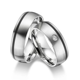 Trauring MARRYA "MARRYA Edelstahl Ringe Trauringe Eheringe Partnerringe" Fingerringe Gr. 48, Edelstahl, silberfarben (damen ring, silber) Damen