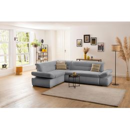 Ecksofa Inosign, B:275cm H:80cm T:211cm, grau, 95% Polyester, 5% Polyacryl, Wohnzimmer, Sofas, "Avesa L-Form", Wahlweise mit Arm- und Bettfunktion,