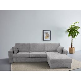 Ecksofa Home Affaire, B:280cm H:85cm T:173cm, grau, 100% Polyester, Wohnzimmer, Sofas, "Roma "M" Matratzenhöhe 14 cm, Dauerschlaffunktion, mit