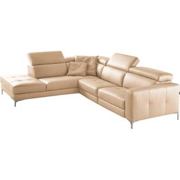 Ecksofa Egoitaliano, B:285cm H:100cm T:221cm, beige, Leder »BULL« (echtes Rindsleder). Geschliffenes, pigmentiertes und behandeltes Rindsleder mit