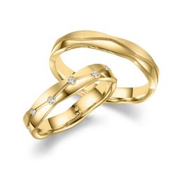 Partnerring MARRYA "MARRYA Titan Ringe Trauringe Eheringe Partnerringe" Fingerringe Gr. 48, Titan, goldfarben (herren ring, gold) Damen