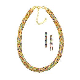 Steuer Damen Collierkettchen "Metall 40+6,0cm glanz Glasstein multi", 46,0cm, Metall, L: 46 B: 10mm, gelb, Metall, B:10mm, Halsketten