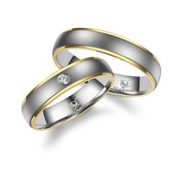 Partnerring MARRYA "MARRYA Titan Ringe Trauringe Eheringe Partnerringe" Fingerringe Gr. 48, Titan, goldfarben (herren ring, gold, silber) Damen