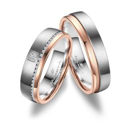 Verlobungsring MARRYA "MARRYA Titan Ringe Trauringe Eheringe Partnerringe" Fingerringe Gr. 48, Titan, rosegold (herren ring, silber, rosé) Damen