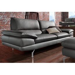 3-Sitzer Calia italia, B:221cm H:87cm T:97cm, grau, NaturLeder Sorrento, Sofas, "Dave, italienisches Designsofa, mit erstklassigem Sitzkomfort", in