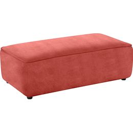 Hocker W.Schillig "around-the-block" Gr. B/H/T: 120 cm x 39 cm x 60 cm, Longlife Xtra-Leder Z69, orange (red z69) mit eleganter Biese