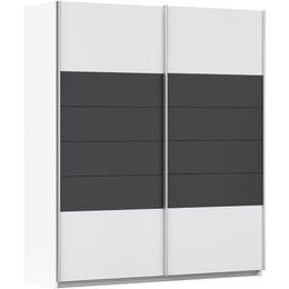 Schwebetürenschrank Rauch "Kleiderschrank Schrank Garderobe BARCELONA" Schränke Gr. B/H/T: 181 cm x 210 cm x 62 cm, 2 St., weiß (alpinweiß, graumetallic) in modernem Farbmix mit viel Stauraum MADE IN GERMANY