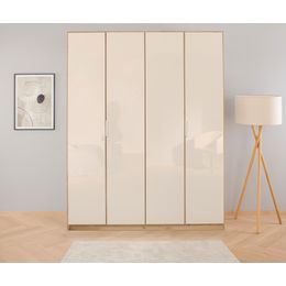 Drehtürenschrank Rauch "Kleiderschrank Schrank Garderobe KOLUNA mit hochwertiger Glasfront" Schränke Gr. B/H/T: 181 cm x 210 cm x 54 cm, 4 St., beige (eiche artisan, glas champagner) inkl. 2 Innenschubladen sowie extra Einlegeböden MADE IN GERMANY