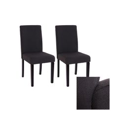 MCW 2er-Set Esszimmerstuhl Stuhl K&uuml;chenstuhl Littau ~ Textil, schwarz, dunkle Beine