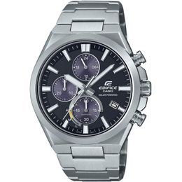 Chronograph CASIO EDIFICE Armbanduhren silberfarben (edelstahlfarben) Herren Solaruhr, Armbanduhr, Herrenuhr, bis 10 bar wasserdicht, Saphirglas