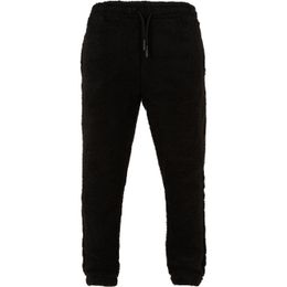 Jogginghose DEF "DEF Unisex Teddy Sweatpants Embroidery" Gr. L, US-Größen, schwarz (black) Herren Hosen