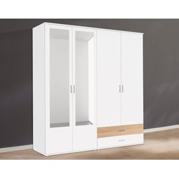 Kleiderschrank Rauch "Noosa" Schränke Gr. B/H/T: 168 cm x 188 cm x 52 cm, 4 St., weiß (weiß, struktureichefarben hell) mit Spiegel und Schubkästen