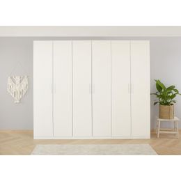 Drehtürenschrank Rauch "Kleiderschrank Schrank Garderobe KOLUNA mit Dekor-Front" Schränke Gr. B/H/T: 271 cm x 210 cm x 54 cm, 6 St., weiß (alpinweiß) inkl. 2 Innenschubladen sowie extra Einlegeböden MADE IN GERMANY