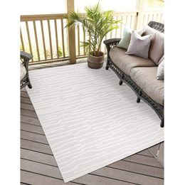 Teppich Carpet City "In-& Outdoorteppich Santorini 450, 3D-Effekt, Gestreift" Teppiche Gr. B/L: 240 cm x 340 cm, 5 mm, 1 St., beige (creme) Wetterfest & UV-beständig für Terrasse, Balkon, Küche, Flur