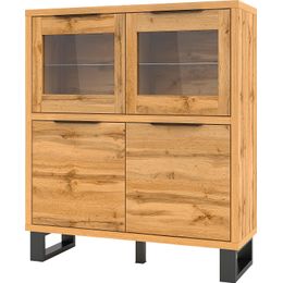 Highboard Helvetia "Halle" Sideboards Gr. B/H/T: 120 cm x 140 cm x 45 cm, braun (wotan eichefarben, schwarz) Breite ca.120 cm