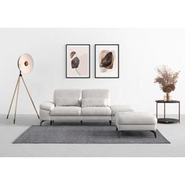 Sit & More Polsterhocker SIT & MORE "Cabana", silber, B:89cm H:43cm T:89cm, 95% Polyester, 5% Polyamid, Hocker, Polsterhocker, mit stylischen Metallf&uuml;&szlig;en