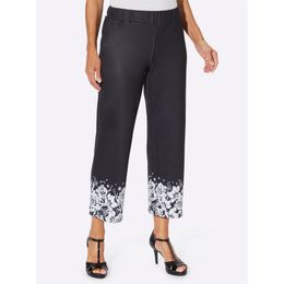 7/8-Hose Lady Gr. 40, Normalgrößen, schwarz (schwarz-ecru-bedruckt) Damen Hosen