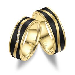 Trauring MARRYA "MARRYA Carbon Ringe Trauringe Eheringe Partnerringe" Fingerringe Gr. 48, Carbon, schwarz (damen ring, schwarz, gold) Damen