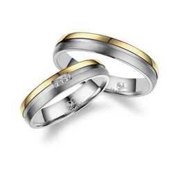 Verlobungsring MARRYA "MARRYA Titan Ringe Trauringe Eheringe Partnerringe" Fingerringe Gr. 48, Titan, goldfarben (herren ring, gold, silber) Damen