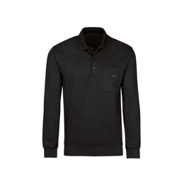 Sweatshirt TRIGEMA "TRIGEMA Langarm Polo aus Sweat-Qualität" Gr. 4XL, schwarz Herren Sweatshirts