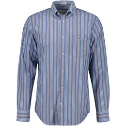 Langarmhemd Gant "REG POPLIN STRIPE SHIRT" Gr. 4XL, N-Gr, blau (vintage blue) Herren Hemden