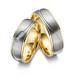 Trauring MARRYA "MARRYA Titan Ringe Trauringe Eheringe Partnerringe" Fingerringe Gr. 48, Titan, goldfarben (damen ring, gold, silber) Damen