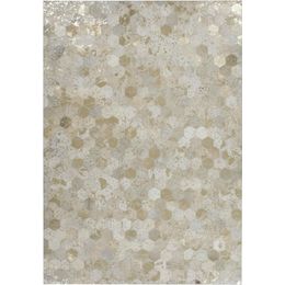 Lederteppich Home Affaire "Zeno" Teppiche Gr. B/L: 80 cm x 150 cm, 8 mm, 1 St., beige (goldfarben, creme) Wohnzimmer