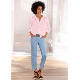 Spitzenbluse Linea Tesini BY HEINE Gr. 38, rosa (hellrosé) Damen Blusen