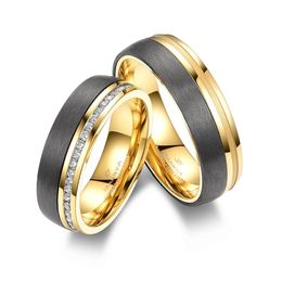 Verlobungsring MARRYA "MARRYA Carbon Ringe Trauringe Eheringe Partnerringe" Fingerringe Gr. 48, Carbon, schwarz (damen ring, schwarz, gold) Damen