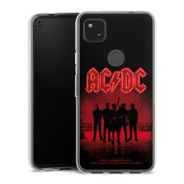 DeinDesign Handyhülle ACDC Offizielles Lizenzprodukt Band PWR Band Silhouette, Google Pixel 4a Silikon Hülle Bumper Case Handy Schutzhülle, weiß