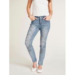 Röhrenjeans Heine Gr. 40, Normalgrößen, blau (bleached) Damen Jeans