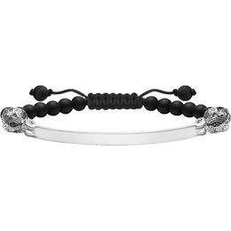 Armband Thomas Sabo "Bridge-Armband, LBA0133-330-11-L24V" Armbänder Gr. 24, Silber 925 (Sterlingsilber), silberfarben (silberfarben, schwarz, schwarz) Herren mit Obsidian, Zirkonia (synth.), Onyx