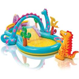 Intex - Dinoland Hüpfburg Kinderpool Aufblasbar 333x229x112 cm 57135NP