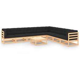 vidaXL - 9-tlg. Garten-Lounge-Set mit Kissen Massivholz Kiefer