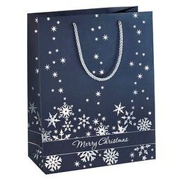 3 Sigel Geschenktaschen Silver Snowflakes Motiv 17,5 x 23,0 cm