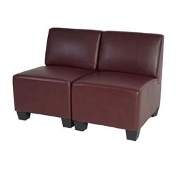 MCW Modular 2-Sitzer Sofa Couch Moncalieri, Kunstleder ~ rot-braun, ohne Armlehnen