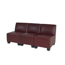 MCW Modular 3-Sitzer Sofa Couch Moncalieri, Kunstleder ~ rot-braun, ohne Armlehnen