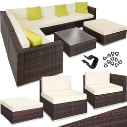 TecTake® Rattan Lounge, mit Aluminiumgestell, wetterfest und UV-beständig, mit Sicherheitsglasplatte