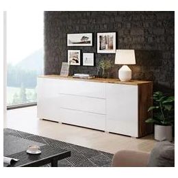 Sideboard Inosign "PARIS" Sideboards Gr. B/H/T: 150 cm x 68 cm x 39 cm, matt, hochglanz, 3 St., weiß (eichefarbe votan, hochglanz) Moderne 150cm breite grifflose Kommode, vielseitig einsetzbar