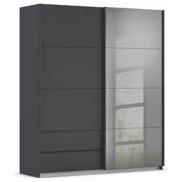 Schwebetürenschrank Rauch "Kleiderschrank Schrank Garderobe ELARA Glastür/Grauspiegel" Schränke Gr. B/H/T: 181 cm x 210 cm x 62 cm, 2 St., grau (graumetallic, grauspiegel) praktische Schubladen optional farblich abgesetzt MADE IN GERMANY