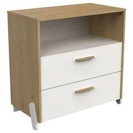 Nachtschrank Demeyere Group Schränke Gr. B/H/T: 73,0cm x 73,9cm x 39,6cm, weiß (hamilton/mattweiss) Kommode 2 Schubladen 1 Niche