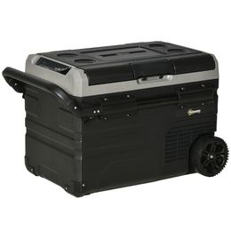 Outsunny Kühlbox Auto 40L mit LED-Beleuchtung Kompressor Autokühlschrank mit Griffe Transportrollen Boot Camp