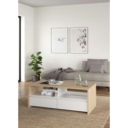 Couchtisch Home Affaire "Next Beistelltisch, Wohnzimmertisch, Abstelltisch" Tische Gr. B/H/T: 120,1 cm x 45,6 cm x 60,2 cm, braun (jackson hickory) Ablagefläche, 2 Schubladen, Breite 120 cm, Höhe 45 cm