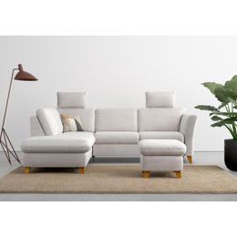 Ecksofa Home Affaire "Trelleborg L-Form", silber, B:252cm H:86cm T:213cm, 95% Polyester, 5% Polyamid, Sofas, Ecksofa, wahlweise mit Bettfunktion und Bettkasten, inkl. Federkern-Polsterung
