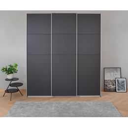 Schwebetürenschrank Rauch "Kleiderschrank Schrank Garderobe KOLUNA mit Dekor-Front" Schränke Gr. B/H/T: 203 cm x 229 cm x 62 cm, 3 St., grau (graumetallic) inkl. 2 Innenschubladen sowie extra Einlegeböden MADE IN GERMANY