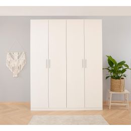 Drehtürenschrank Rauch "Kleiderschrank Schrank Garderobe KOLUNA mit Dekor-Front" Schränke Gr. B/H/T: 181 cm x 210 cm x 54 cm, 4 St., weiß (alpinweiß) inkl. 2 Innenschubladen sowie extra Einlegeböden MADE IN GERMANY